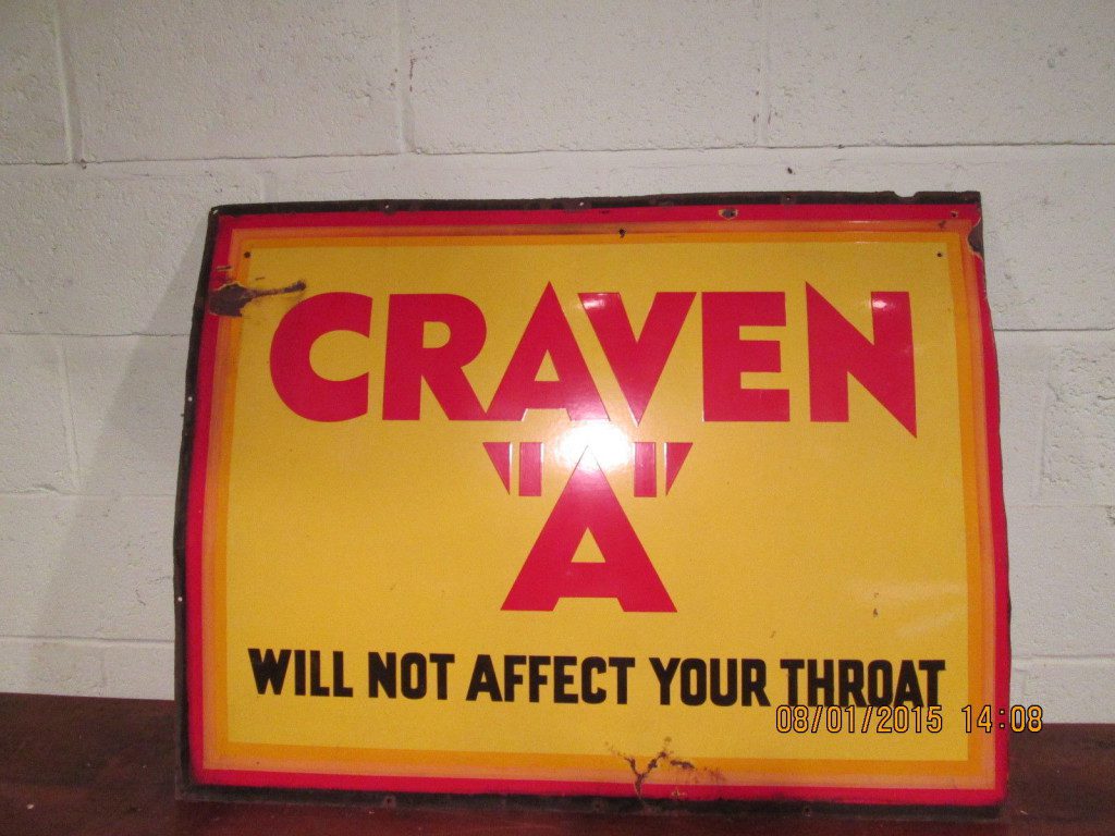 Antique Craven 'A' Enamel Advertising Sign - Warwick Reclamation