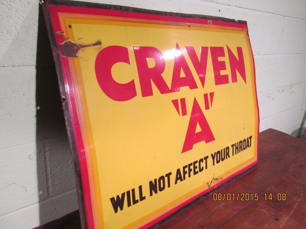 Antique Craven 'A' Enamel Advertising Sign - Warwick Reclamation