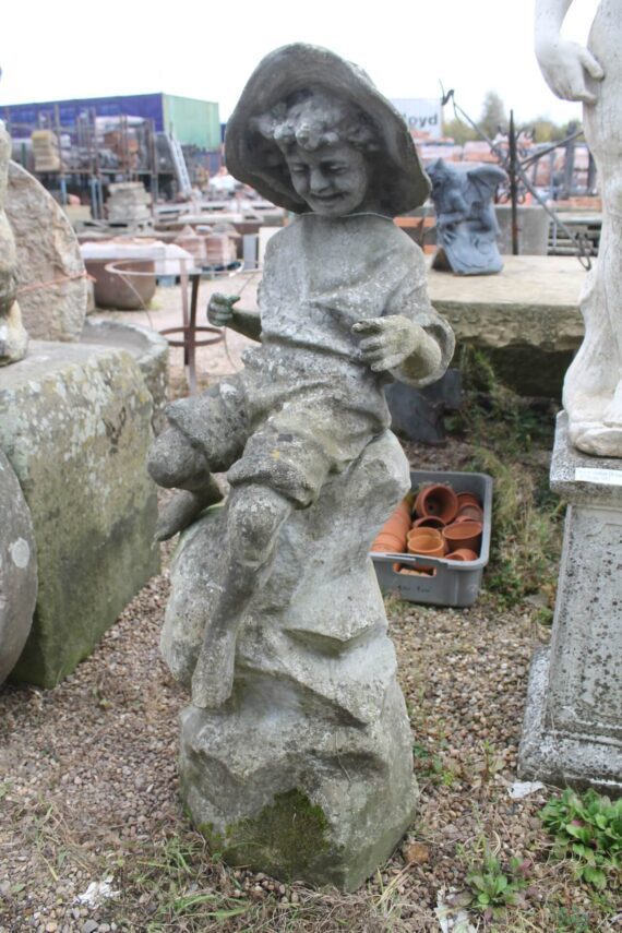 z*SOLD* - Reclaimed Period Antique Weathered Stone Boy Statue - Warwick ...